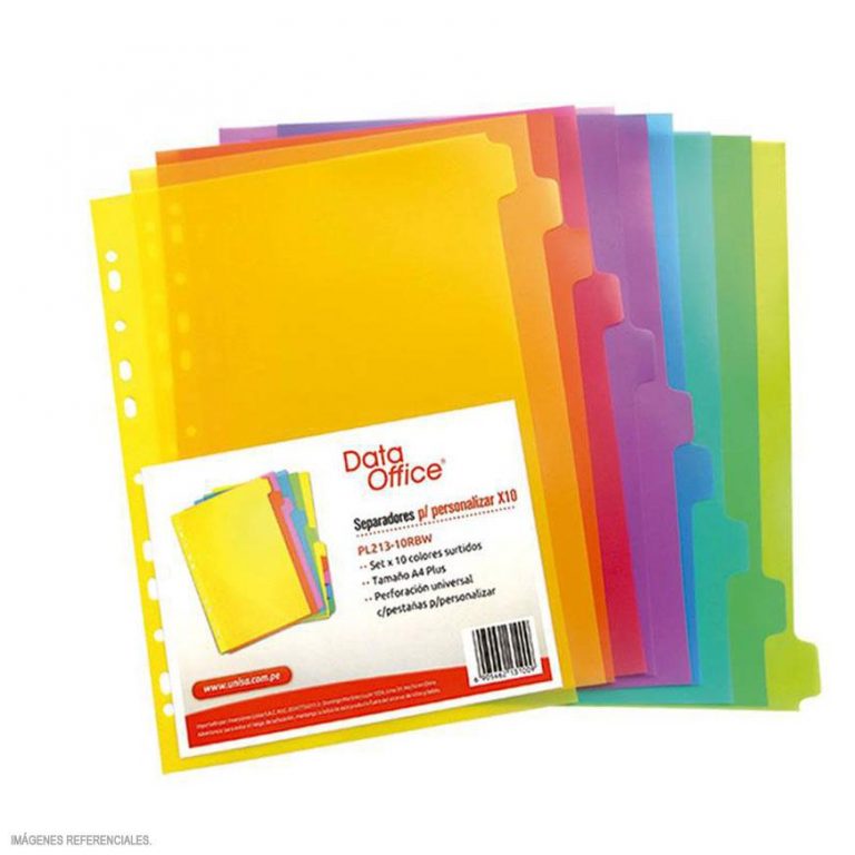 Separador A-4 X 10 Colores Data Office - Ofiplace